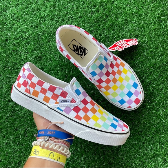 Vans | Shoes | Vans Classic Slip On Rainbow Checkerboard | Poshmark
